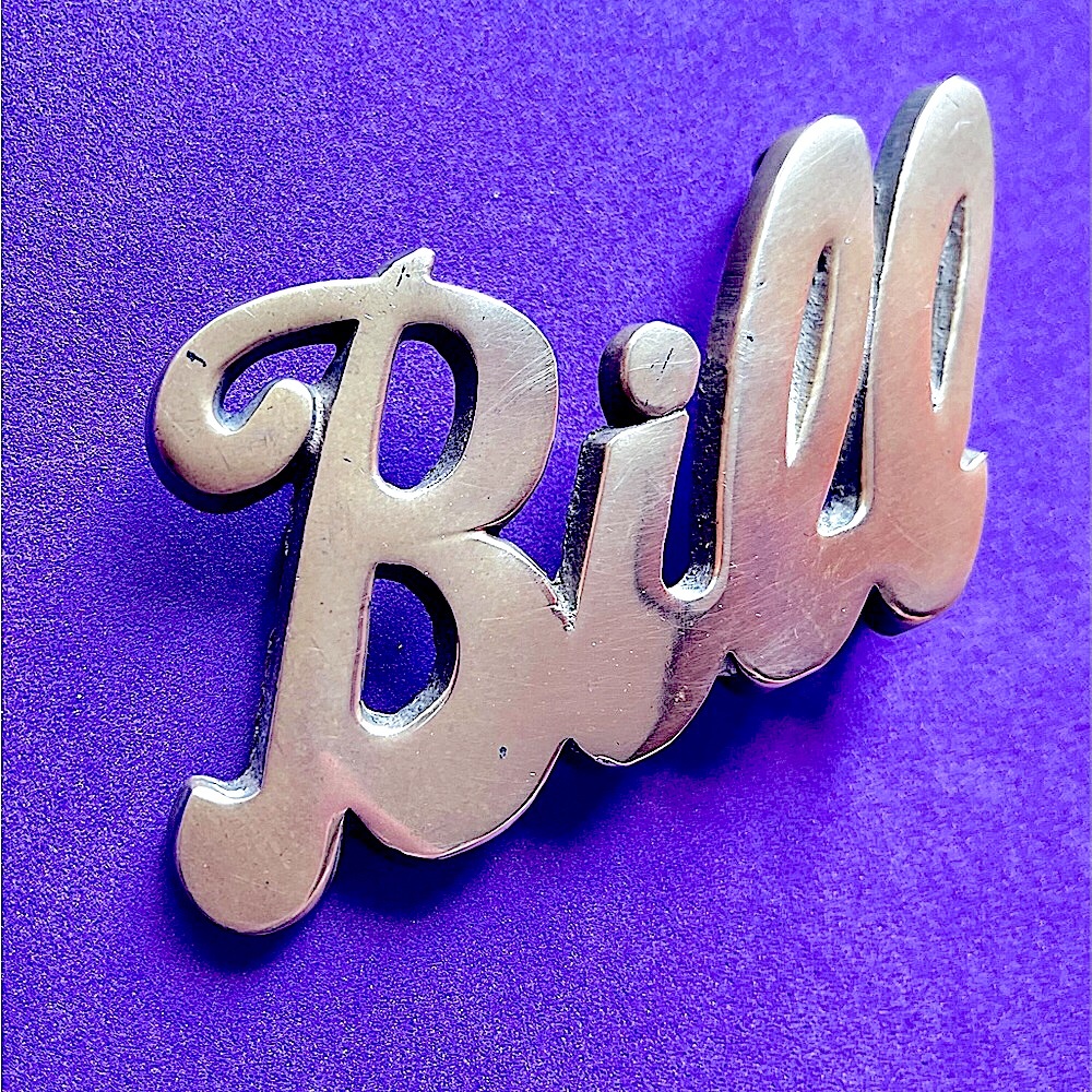Bill Custom Brass Cursive Solid Brass Belt Buckle Vin… - Gem